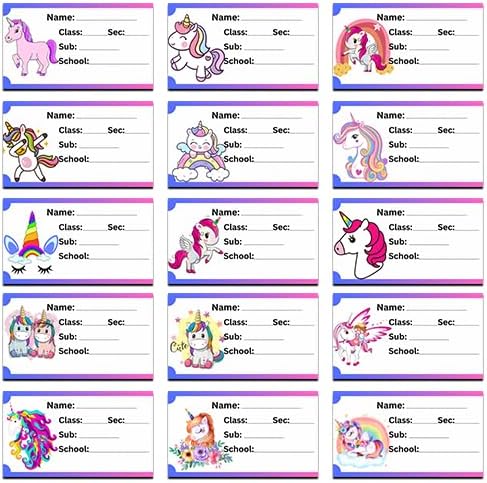 School Notebook Labels Unicorn (Count 30) School Notebook Name Stickers ...