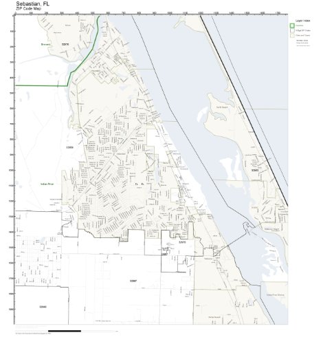 Amazon.com : ZIP Code Wall Map of Sebastian, FL ZIP Code Map Laminated ...