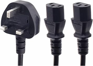 Amazon.com: UK to 2X C13 Y Splitter Power Cord,UK BS1363 Male to 2 ...