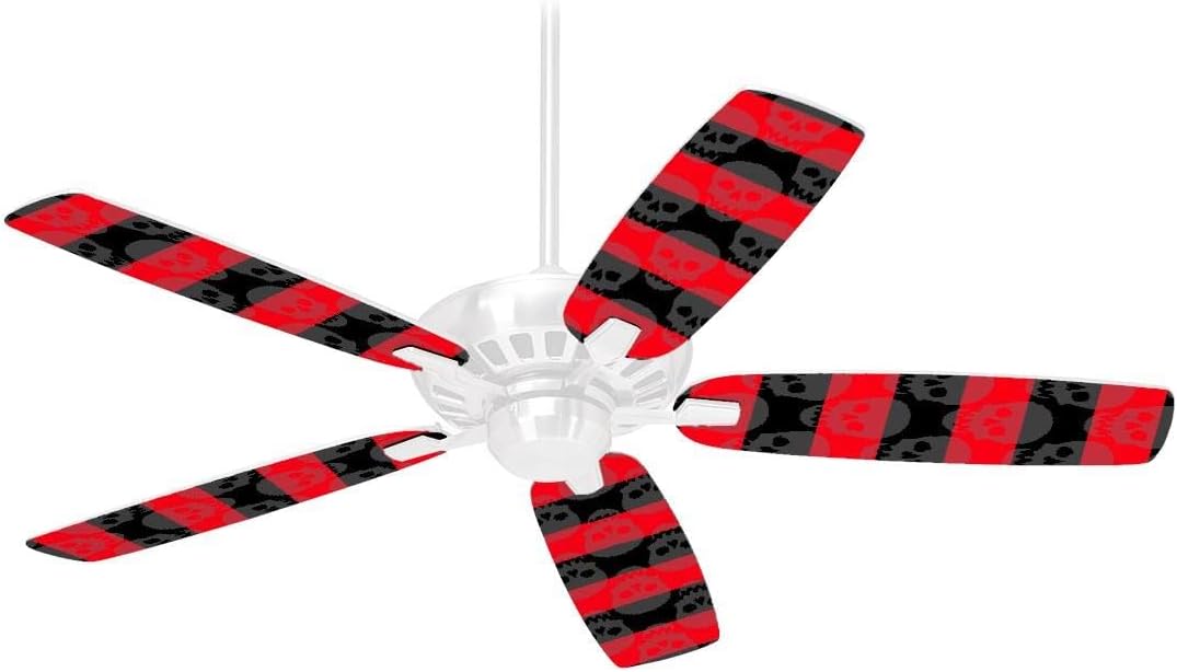Skull Stripes Red - Ceiling Fan Skin Kit fits most 42 inch fans (FAN ...