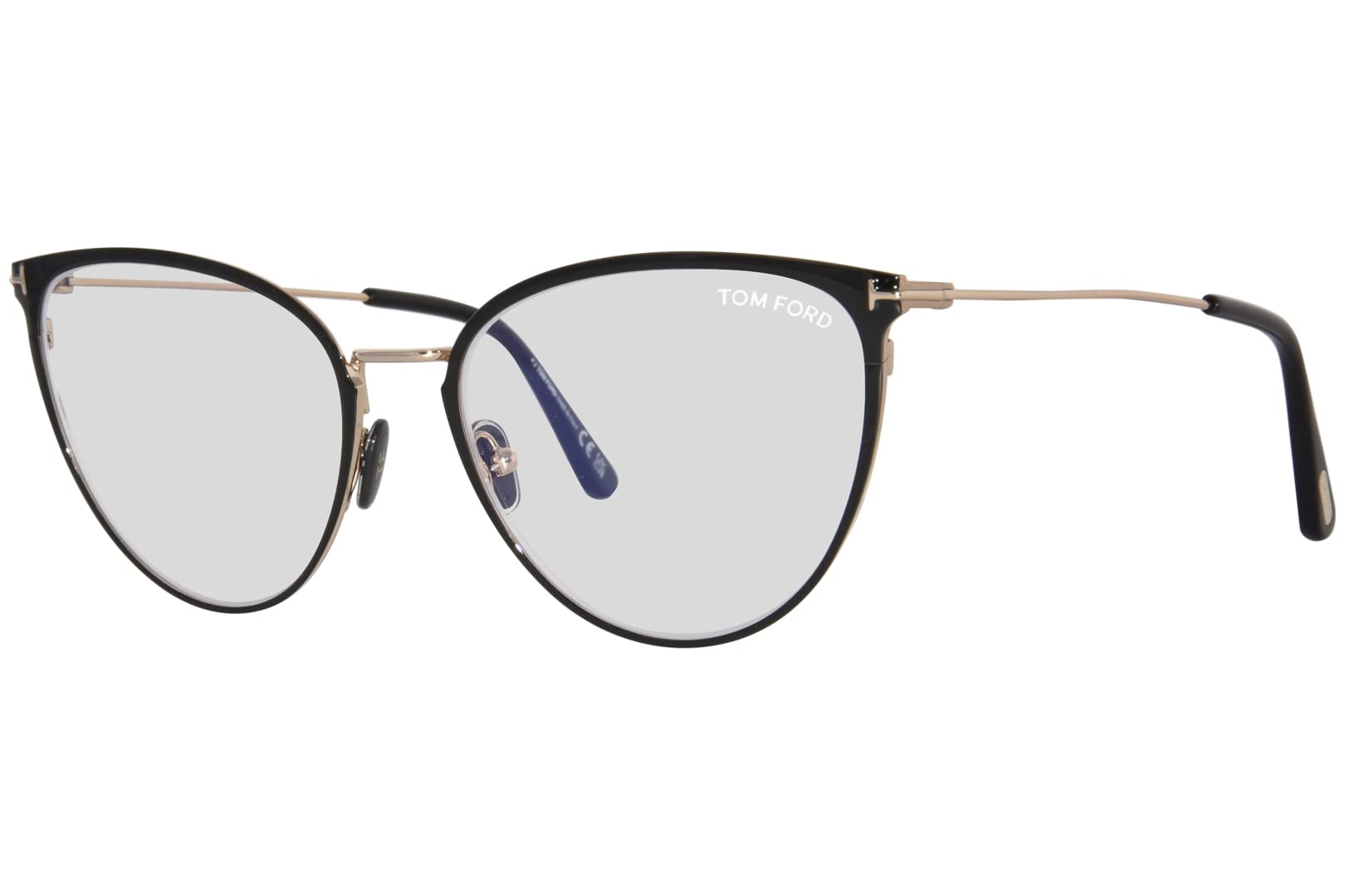 Tom Ford Eyeglasses FT 5840 -B 001 Shiny Black, t Logo/Blue Block ...