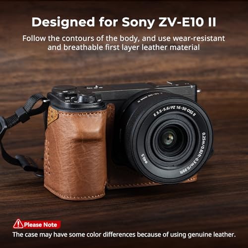 SMALLRIG Camera Leather Case with Wrist Strap, Vintage Style Leather ...