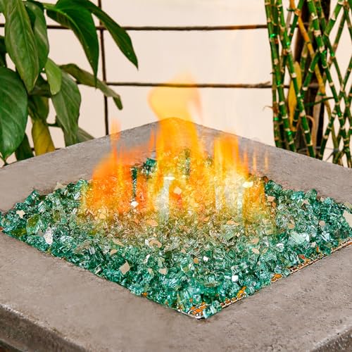 Snapklik.com : Hisencn Fire Glass 1/2 Inch - Green Reflective Tempered ...