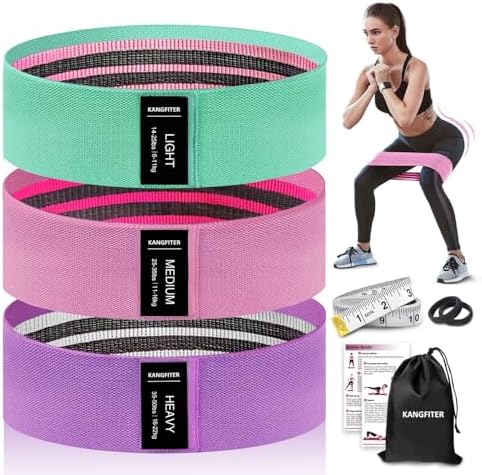 KANGFITER Fabric Resistance Bands for Working Out, 3 Level Non-Slip ...