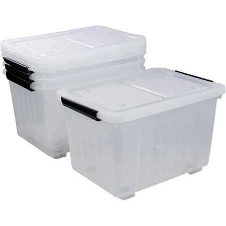 Amazon.com - Callyne 70 L Clear Plastic Large Storage Box with Wheels ...