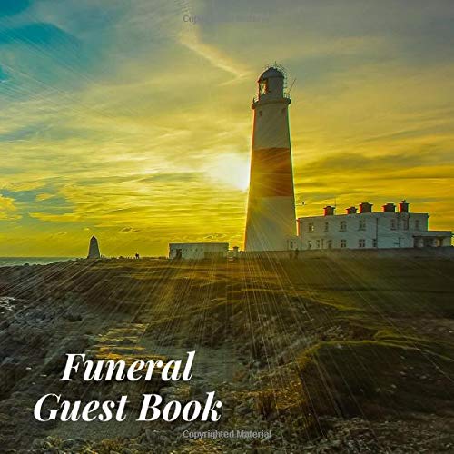 Funeral Guest Book: Lighthouse Outdoor Sky Memorial Service/Celebration ...