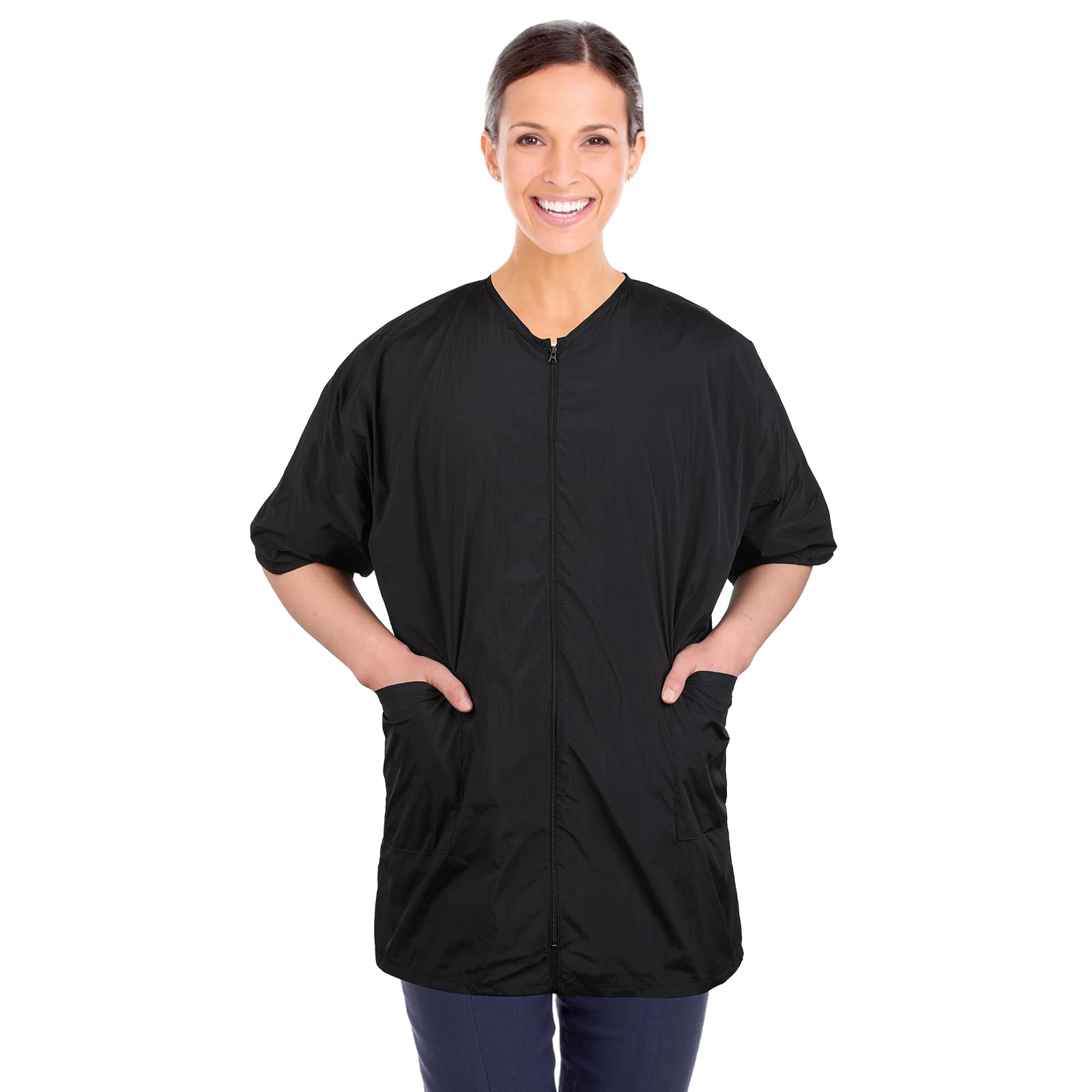 Amazon.com: Dog Grooming Smock with Full Zipper Black Pet Grooming ...