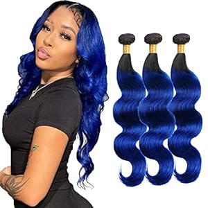 Amazon.com : 20 22 24 Inch Blue Body Wave Bundles Ombre Human Hair ...