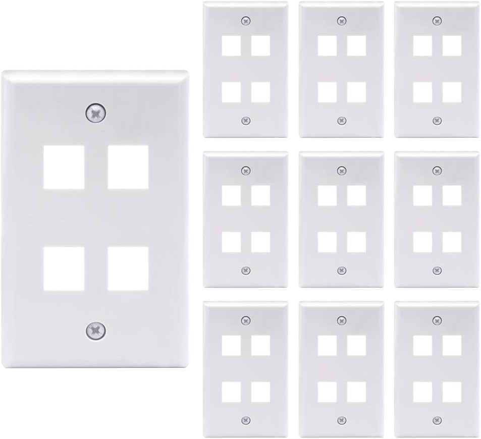 Amazon.com: Monoprice 2-Gang Wall Plate for Keystone, 4 Hole - White