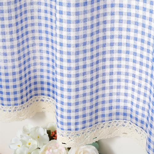 Amazon.com: Moslovstar Daisy Cotton Linen Tier Curtain Double Lace Hem ...