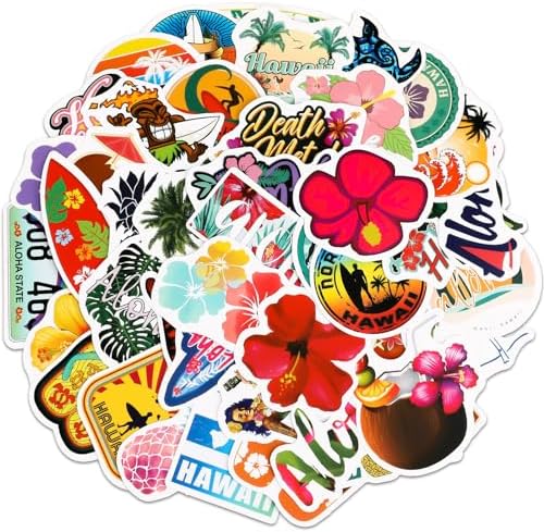 Amazon.com: 100 Pack Hawaiian Stickers, Luau Tropical Hawaiian Party ...