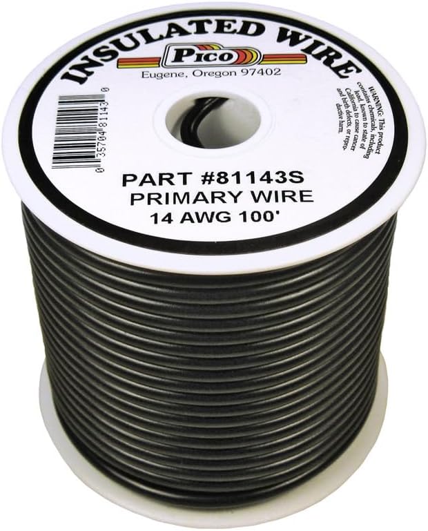 Amazon.com: PICO Wiring Accessories 81143S Primary Wire - 14 AWG, Black ...