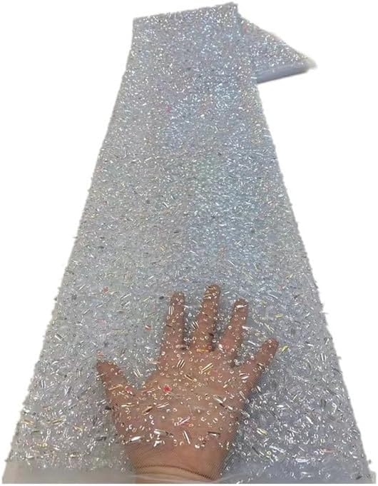 5 Yards Abstract Random Pattern Sequin Fabric Tube Bead Embroidery Mesh ...