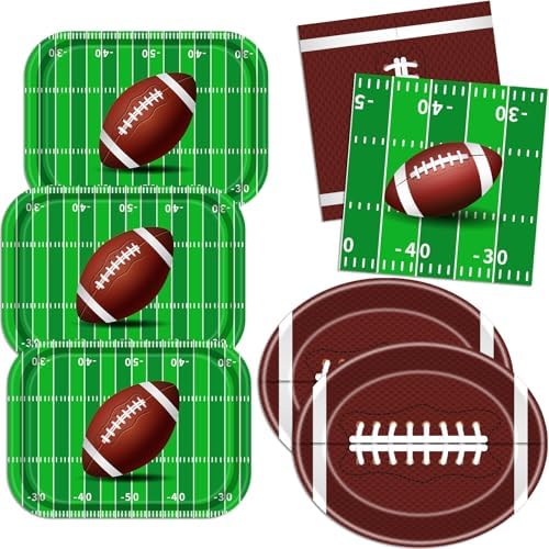 Amazon.com: 100pcs Football Plates and Napkins Party Supplies Kit ...