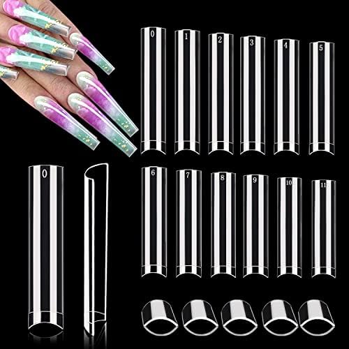 Amazon.com: XXXL No C Curve Square Nail Tips, 600PCS Clear Nail Tips ...