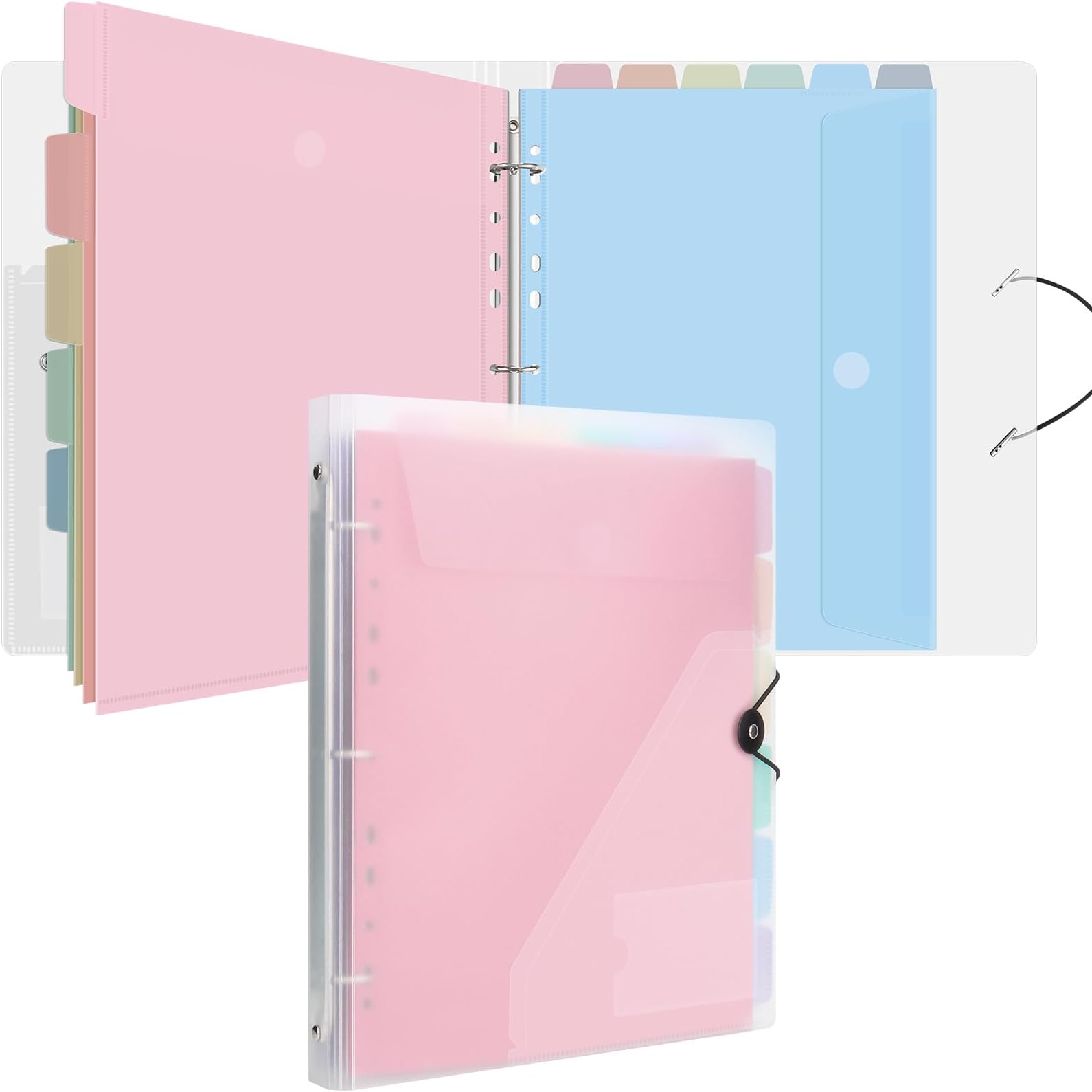 Uquelic A4 Ring Binder Organiser with 12 Pcs Punched Pockets - Upgraded ...