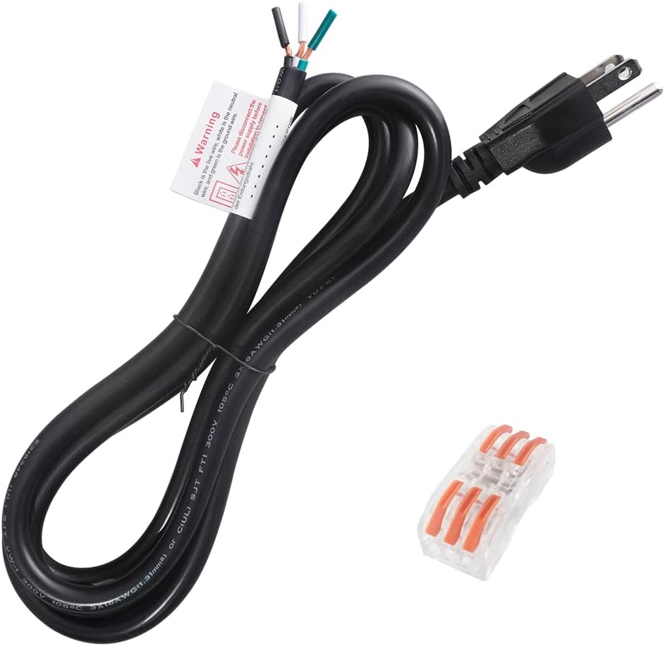 Amazon.com: Asjeumt 6 ft 3 Prong Power Cord Replacement, 16 AWG ...