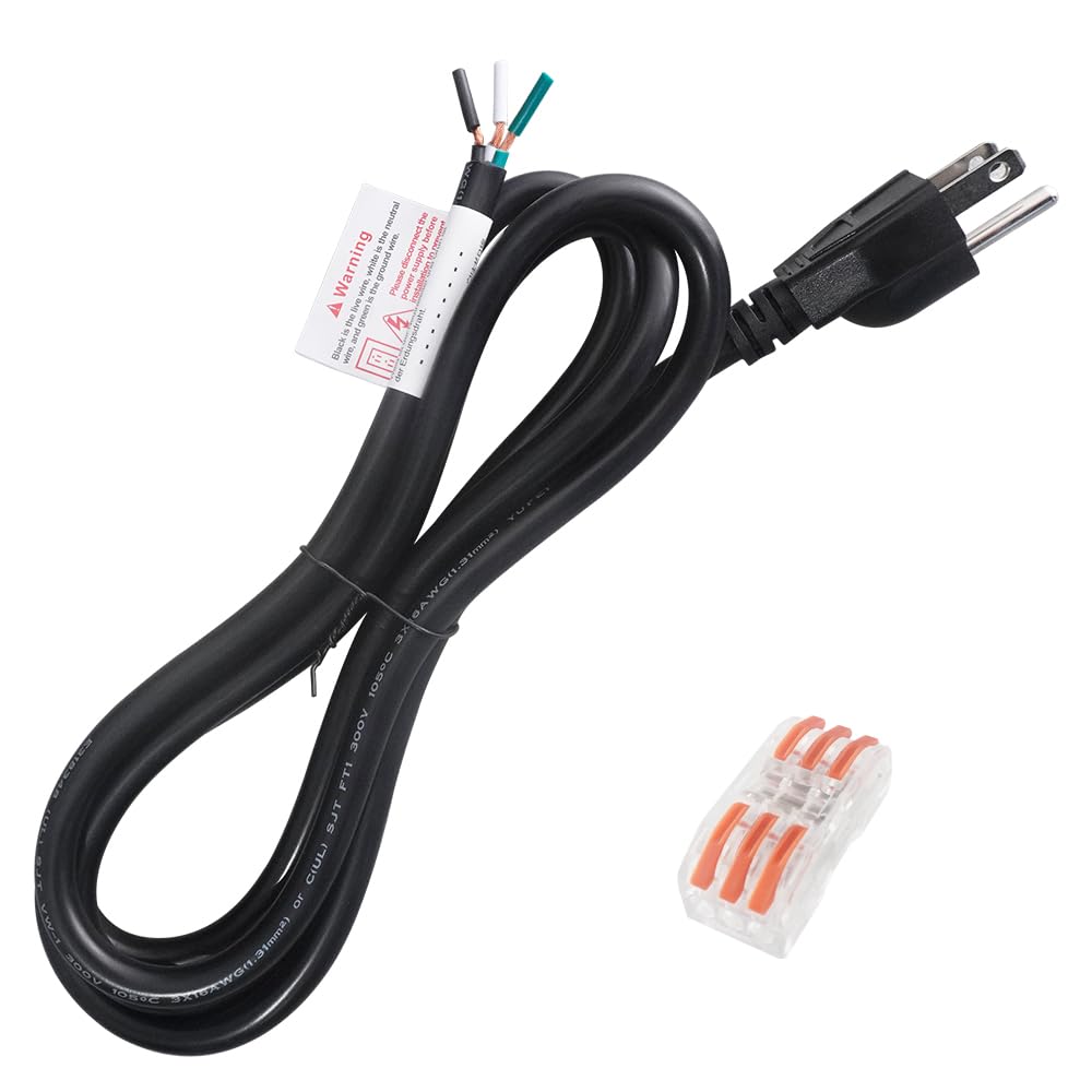 Amazon.com: Asjeumt 6 ft 3 Prong Power Cord Replacement, 16 AWG ...