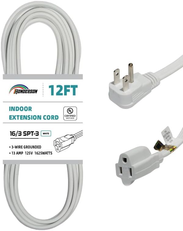 Amazon.com: PALARINE White Flat Plug Extension Cord 12 ft, Indoor ...