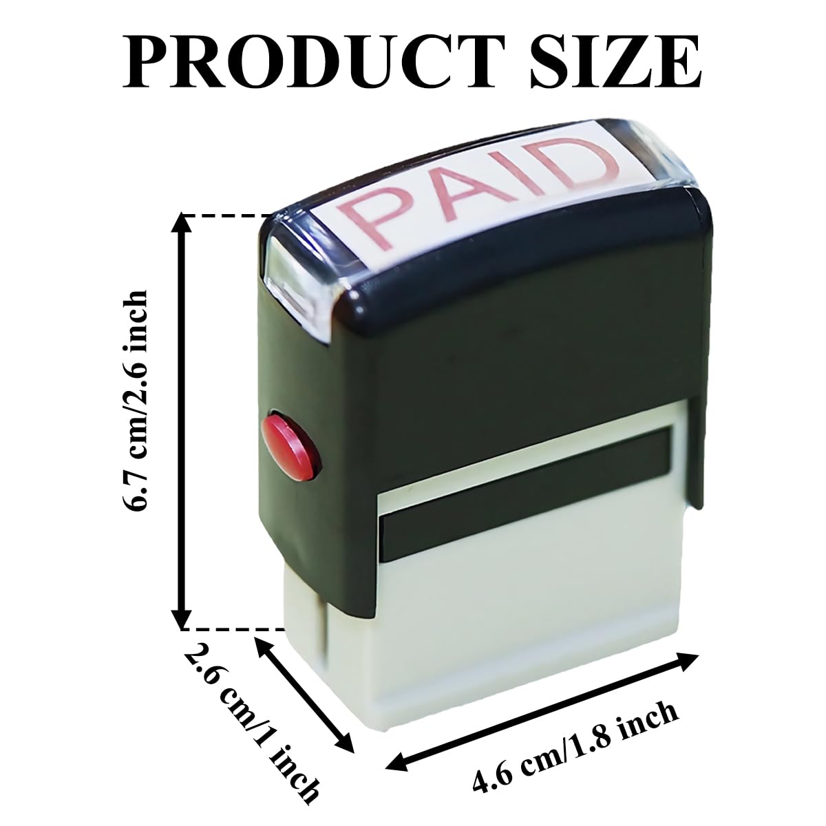 Self Inking Rubber Stamp Paid Stamp Refillable Red Ink Preinstalled ...