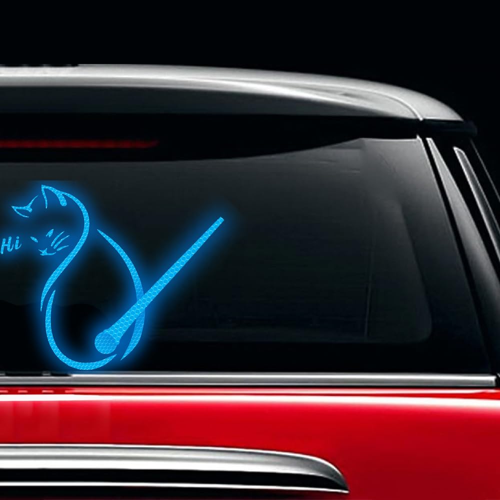 Amazon.com - Vinyl Funny Reflective Cat Waving Tail Rear Window ...