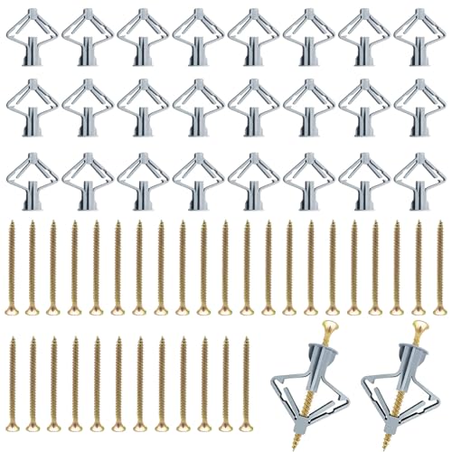 NAYAGOGO 100 PCS Plasterboard Fixings (50 Wall Plugs & 50 Screws ...