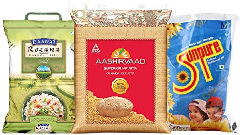 More Combo - Daawat Rozana Gold Basmati Rice, 5kg, Sunpure Refined Oil ...