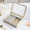 Amazon.com: Clear Glass Jewelry Box with Removable Velvet Tray ...