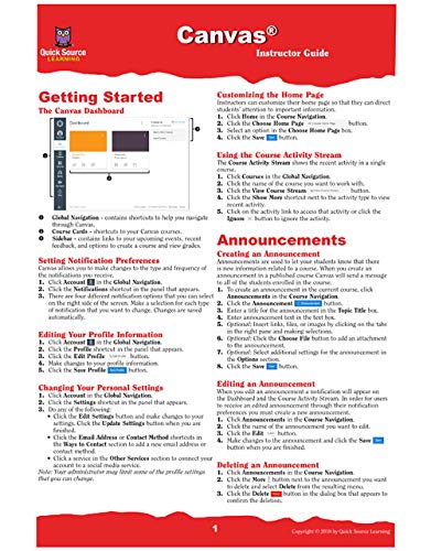 Canvas Instructor Edition Quick Source Reference Guide: Quick Source ...