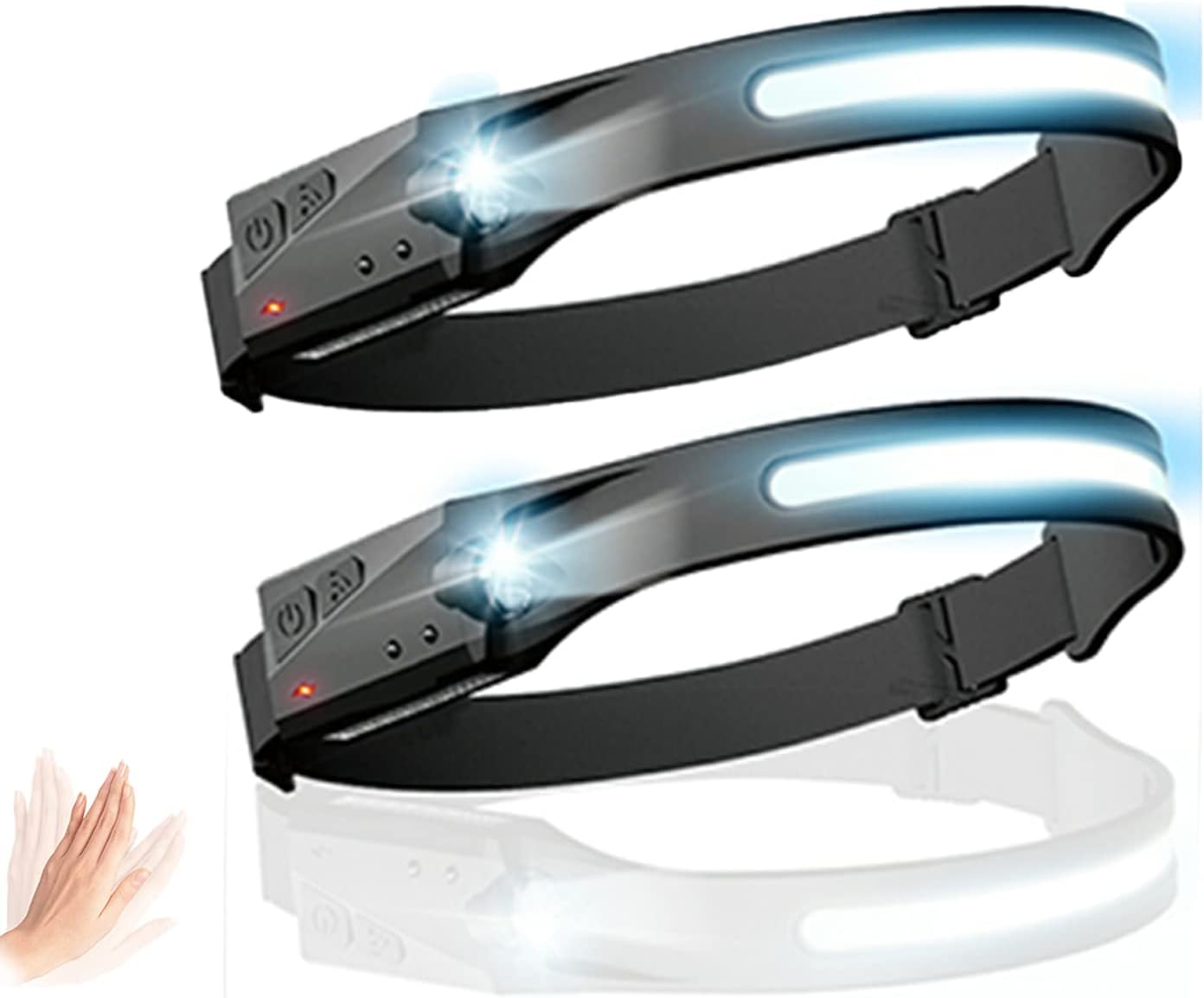 Amazon.co.jp: Smiling Shark ヘッドライト, 【LED白&赤ヘッドライト 2個入り】USB充電式 7倍高輝度照明 ...