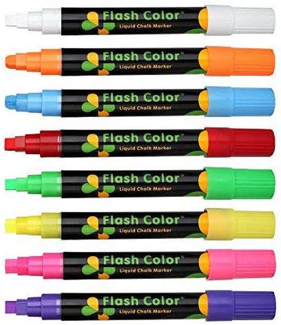 Techzere Liquid Chalk Markers, Fluorescent Neon Chalkboard Chisel ...