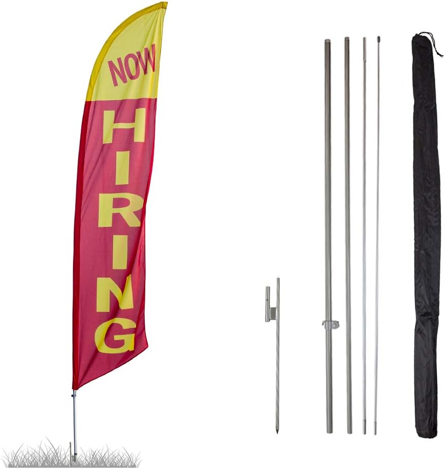 Amazon.com : Vispronet Now Hiring Banner Flag Kit – 13.5ft Feather Flag ...