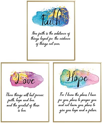 Amazon.com: Faith Hope & Love Bible Verse Inspirational Wall Art Print ...