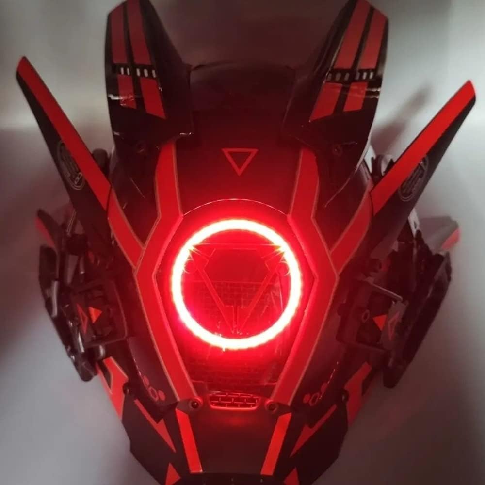 Amazon.com: LIGUOGUO Red Punk Mask Helmet Cosplay for Men LED Light up ...