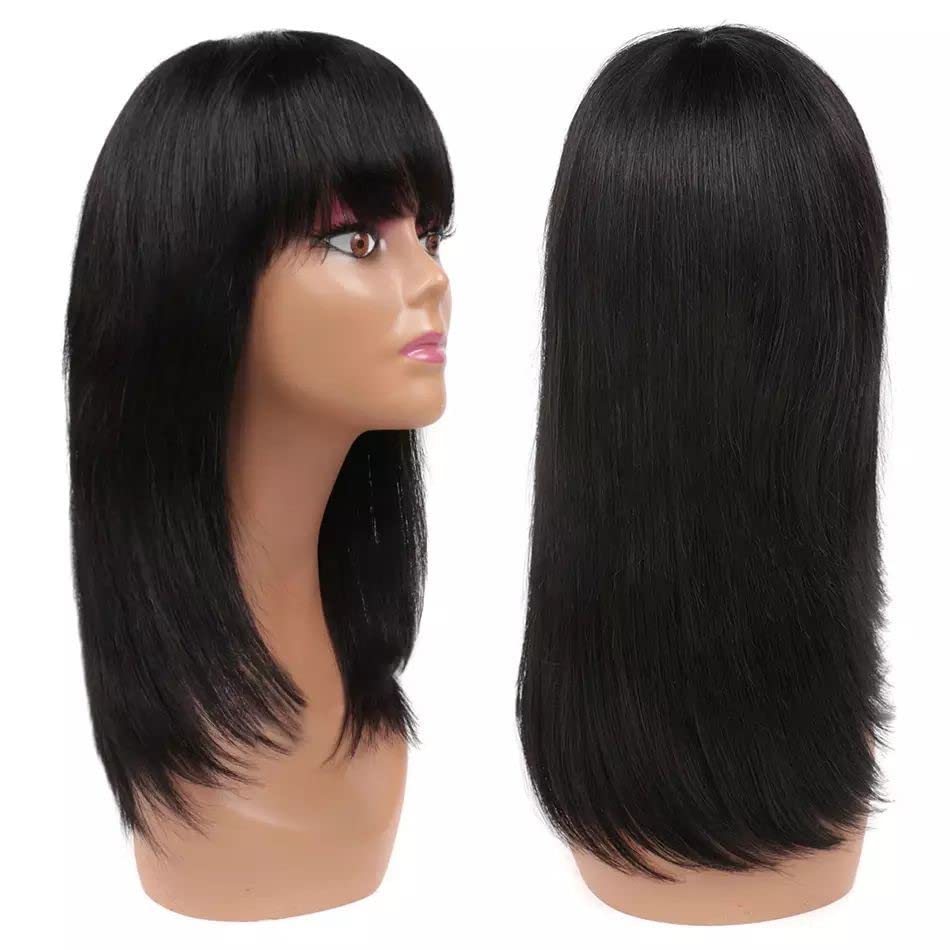 OMOGE Hair LTD – Natural Black 8 Inch Glueless Bob Wig with Bangs Hot ...