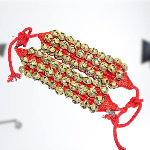 MAHAMAYA Anklets Set 2 Line Red Padded Kathak Dancing Ghungroo 30+30 ...
