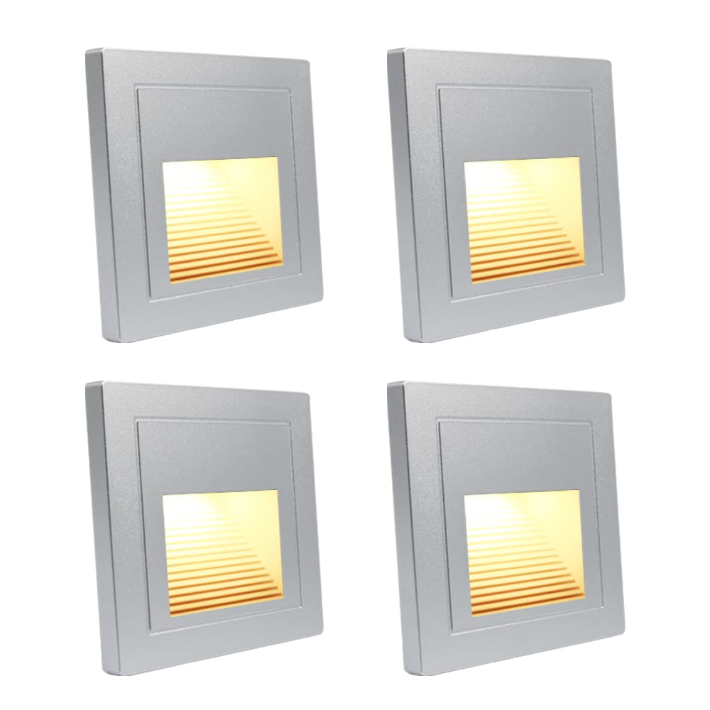 Arotelicht 4Pcs 1.5W LED Step Light, Warm White 3000K Recessed Wall ...