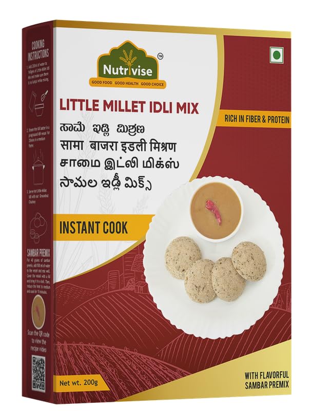 Nutrivise Little Millet Idli Mix+Pre Mix Sambar - 200 gram : Amazon.in ...