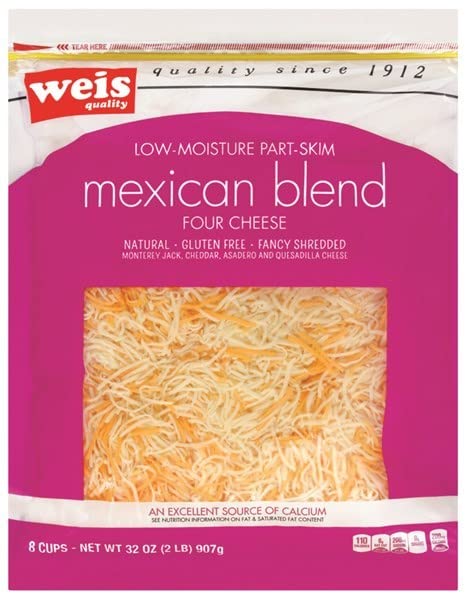 Amazon.com: Weis Quality, Cheese Four Cheese Mexican Blend Shredded, 32 ...