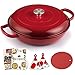 Overmont Cast Iron Braiser Enameled Cookware with Cookbook & Lid - 3.2 ...