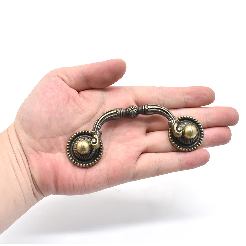 SHRJ 2 Pack 3″ Hole Centers Antique Drawer Pulls Vintage Bronze Cabinet ...