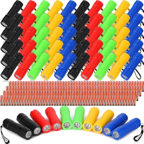 Rossesay 90 Pcs Mini Flashlight 9 LED Handheld Torch Bulk Kids ...