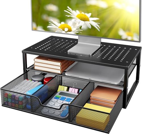 Amazon.com: HUANUO 2 Tier Monitor Stand, Metal Monitor Riser with ...