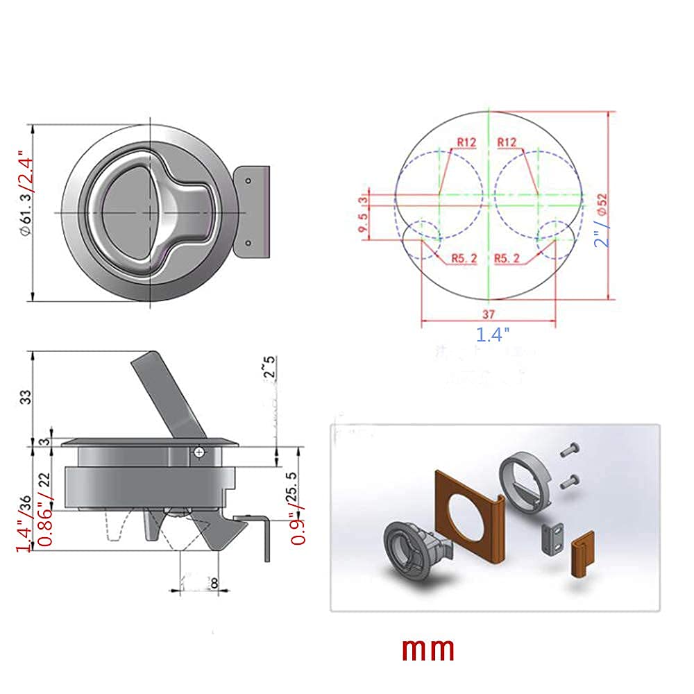 Snapklik.com : 2PCS Marine Hatch Latch Lock Flush Pull Hatch Round Slam ...