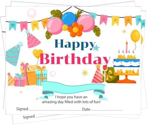 Amazon.com : Acidea 25Pcs Colorful Birthday Certificates for Kids ...