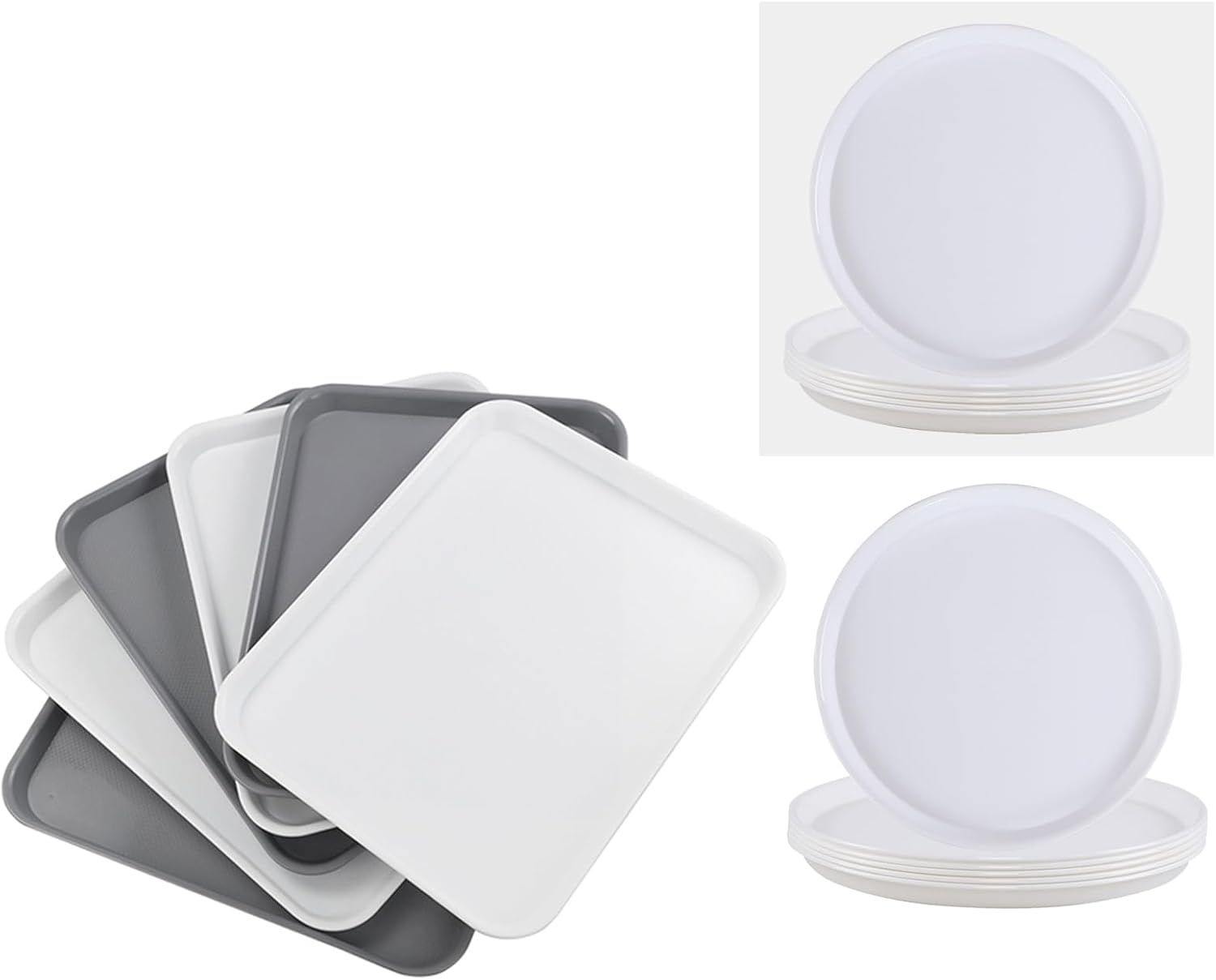 Amazon.com | Uumitty 6-Pack White Round Serving Trays, Plastic Fast ...