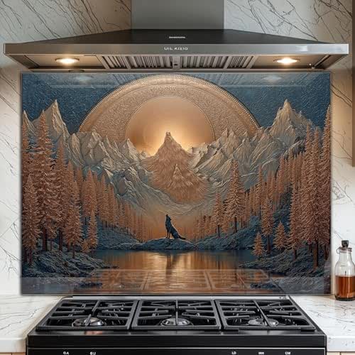 Amazon.com: Tempered Glass Backsplash for Kitchen - Easy to Clean ...