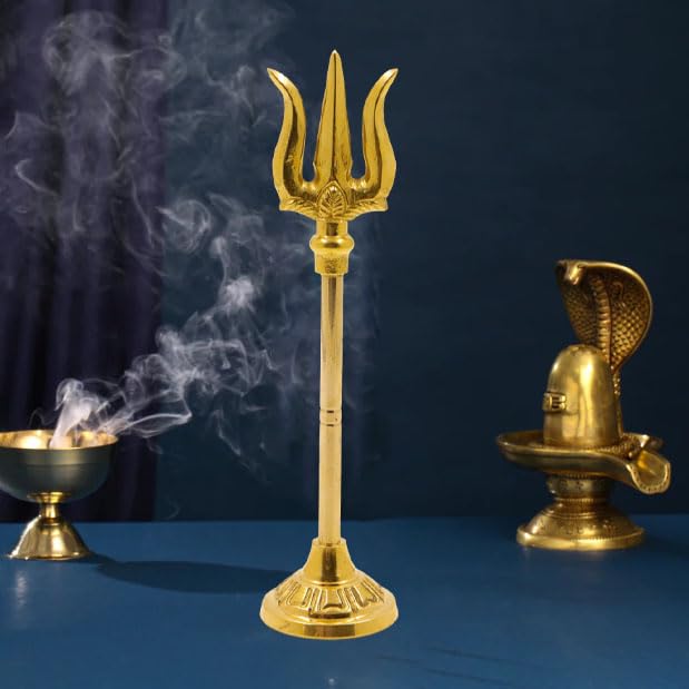 Buy Spillbox Golden Brass Soolam Amman Trishul Brass with Round Base ...