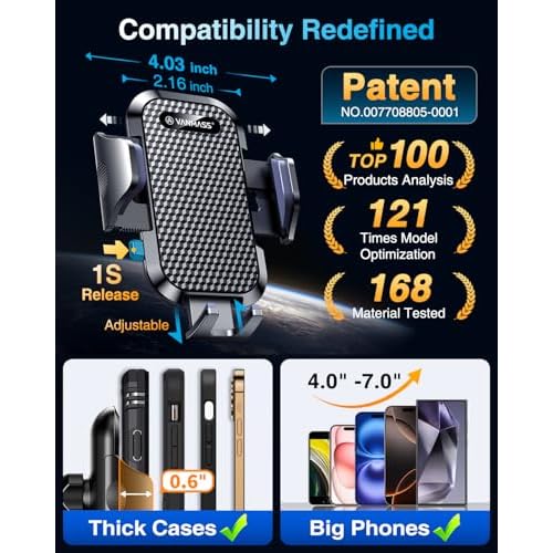 VANMASS 2026 No.1 Top BEST Car Phone Holder [Upgraded Suction & Clip ...