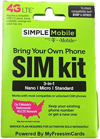 Amazon.com: Simple Mobile Triple-Cut Sim Card With $40 Plan 6GB Data ...